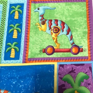 Dinos on Parade Blocks Cotton Fabric Jill Webster Clothworks 23" X 44 ...
