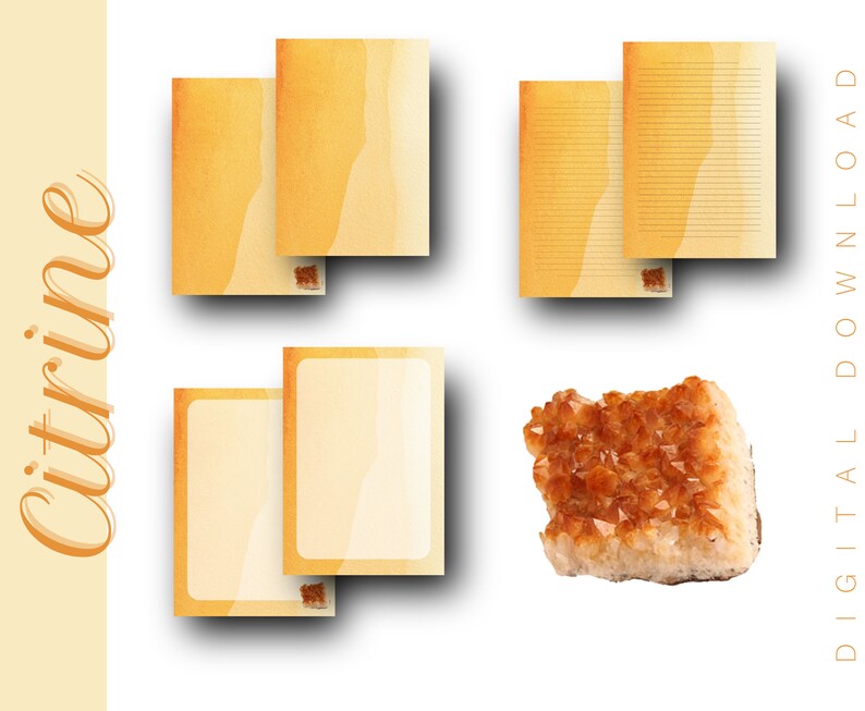 Printable Stationery Set Us Letter Head PDF PNG - Instant Download Paper Pack Citrine Theme - Etsy