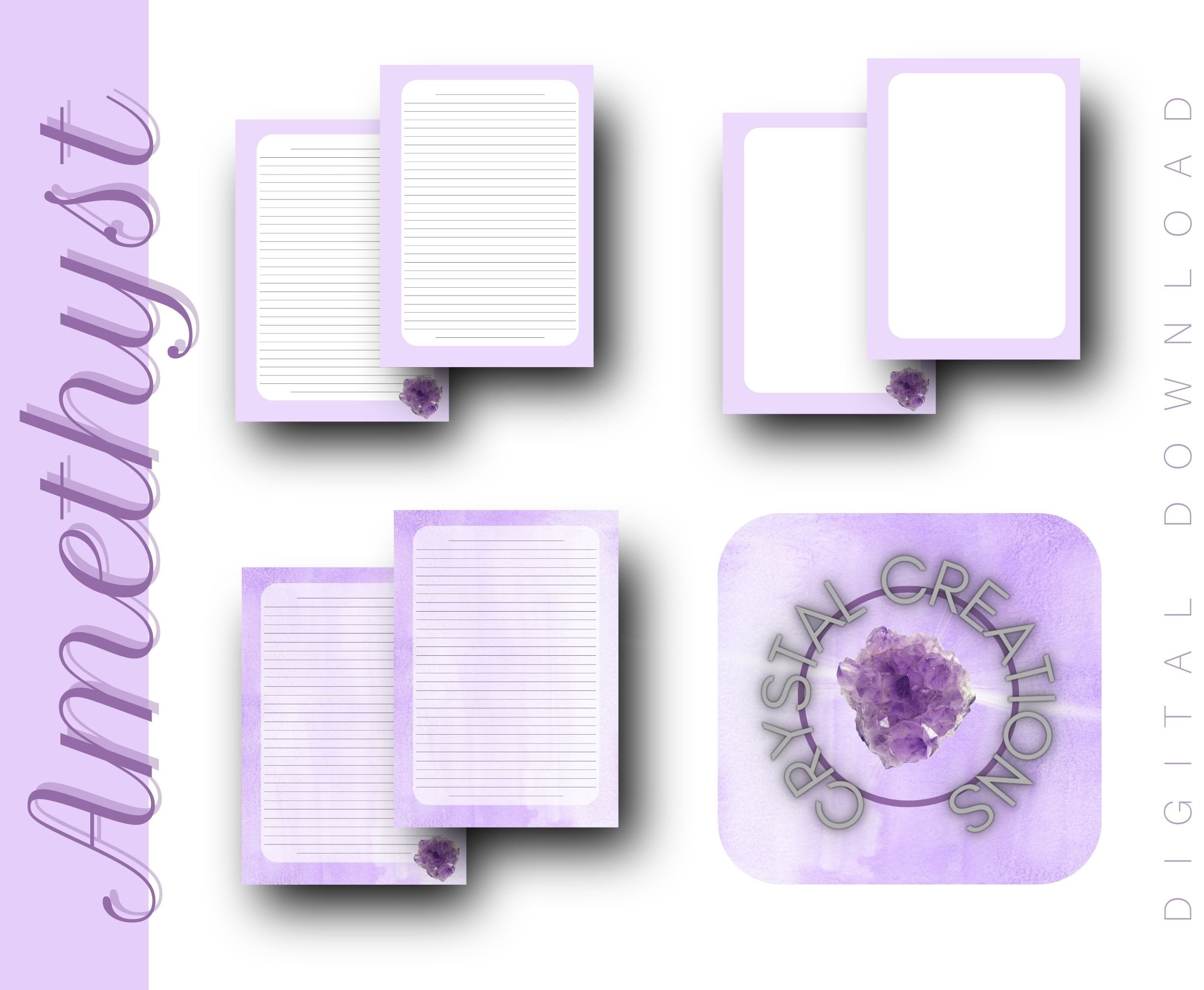 Printable Stationery Set A4 Letter Size PDF - Instant Download Paper ...