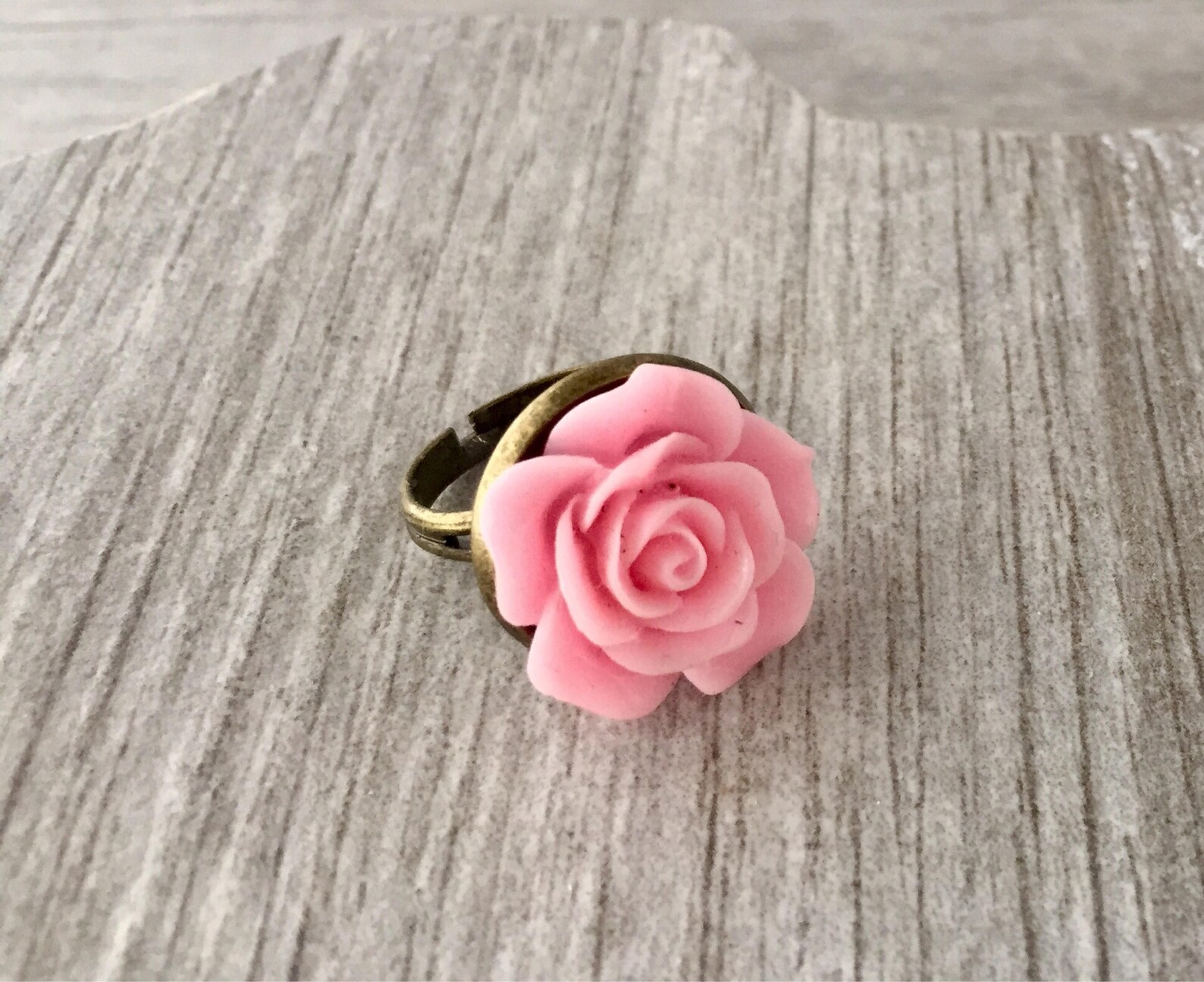 Pink Rose Ring Rose Ring Pink Flower Ring Pink Rose Jewelry Shabby Chic ...