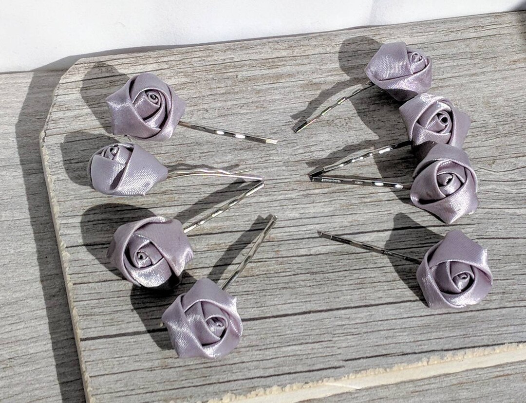 Gray Satin Rose Hair Pins: Goth Wedding Accessories, Set of 8 - Etsy