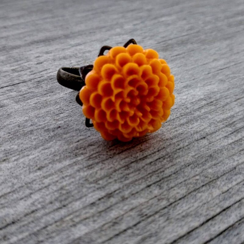 Orange Flower Ring - Etsy