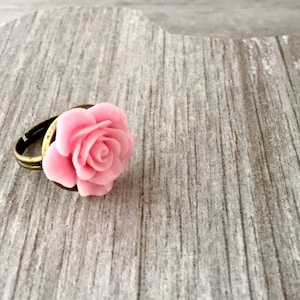 Pink Rose Ring Rose Ring Pink Flower Ring Pink Rose Jewelry Shabby Chic ...