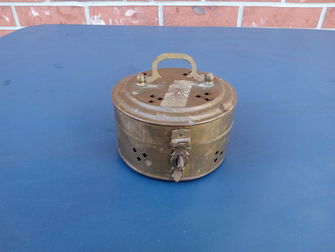 Vintage Cricket Box. Brass Box. Round Cricket Box. Craft Supplies ...