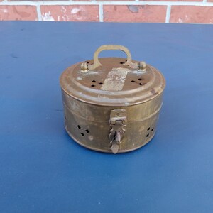 Vintage Cricket Box. Brass Box. Round Cricket Box. Craft Supplies ...