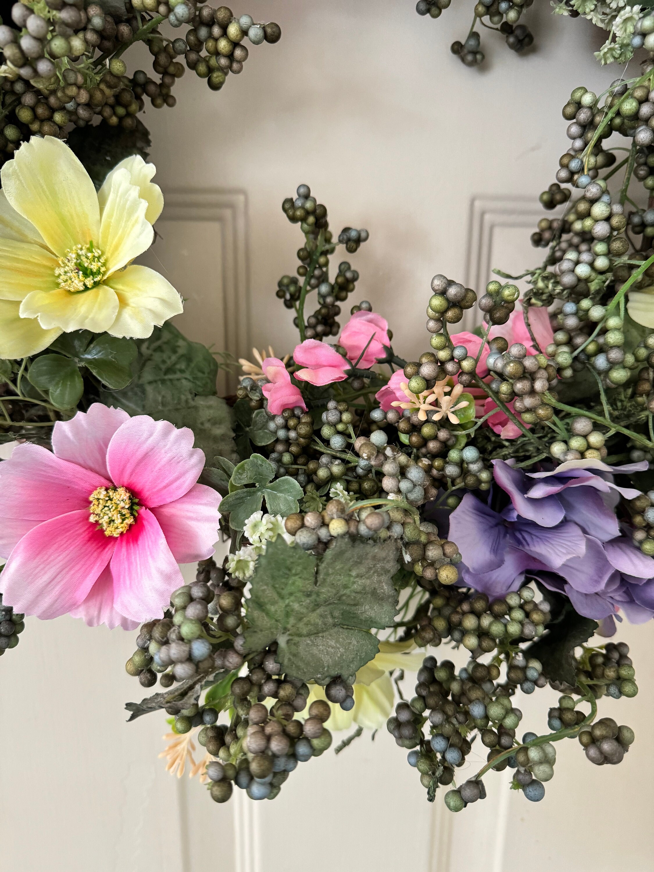 Spring Grapevine Wreath for Front Door, Spring Floral Wreath With ...