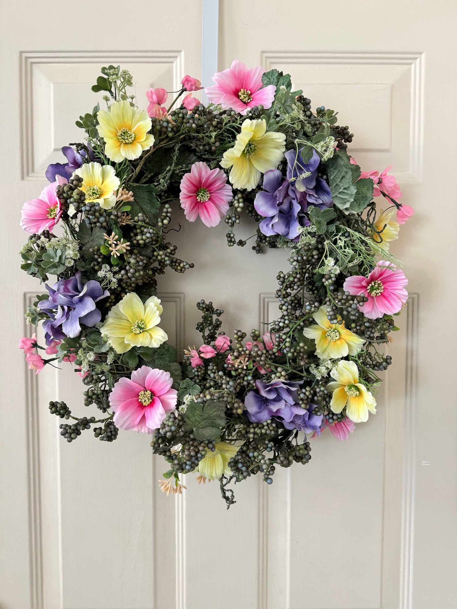 Spring Grapevine Wreath for Front Door, Spring Floral Wreath With ...