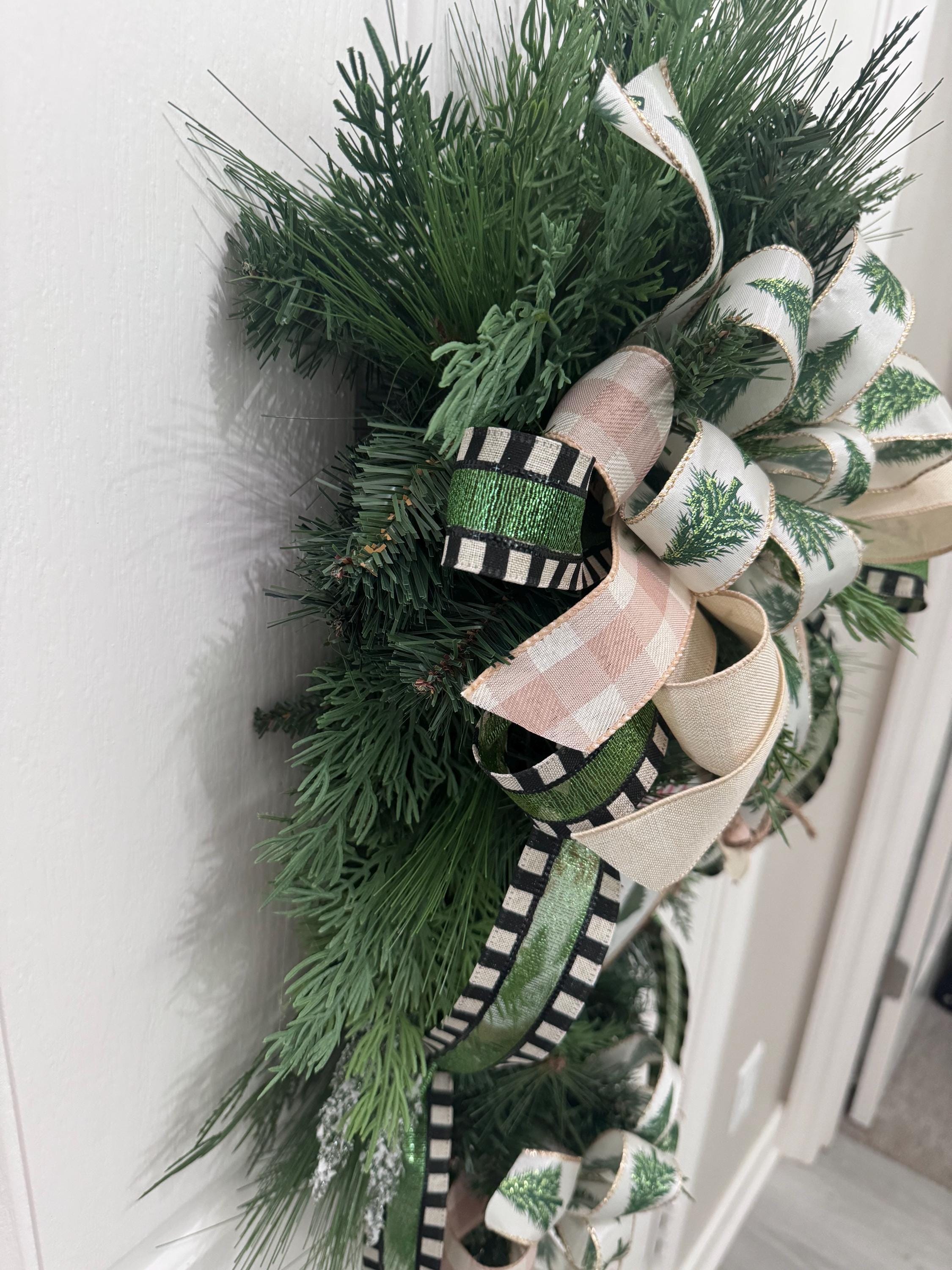 Christmas Swag for Front Door, Rustic Tree Swag, Green Swag for Cabin ...