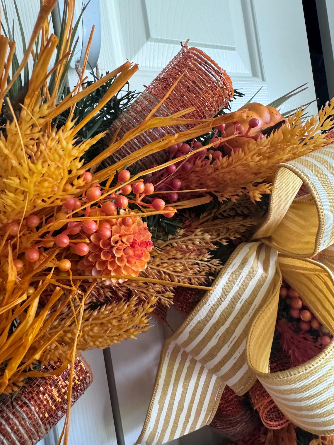 Fall Harvest Wreath for Front Door, Golden Harvest Wreath, Shabby Chic ...