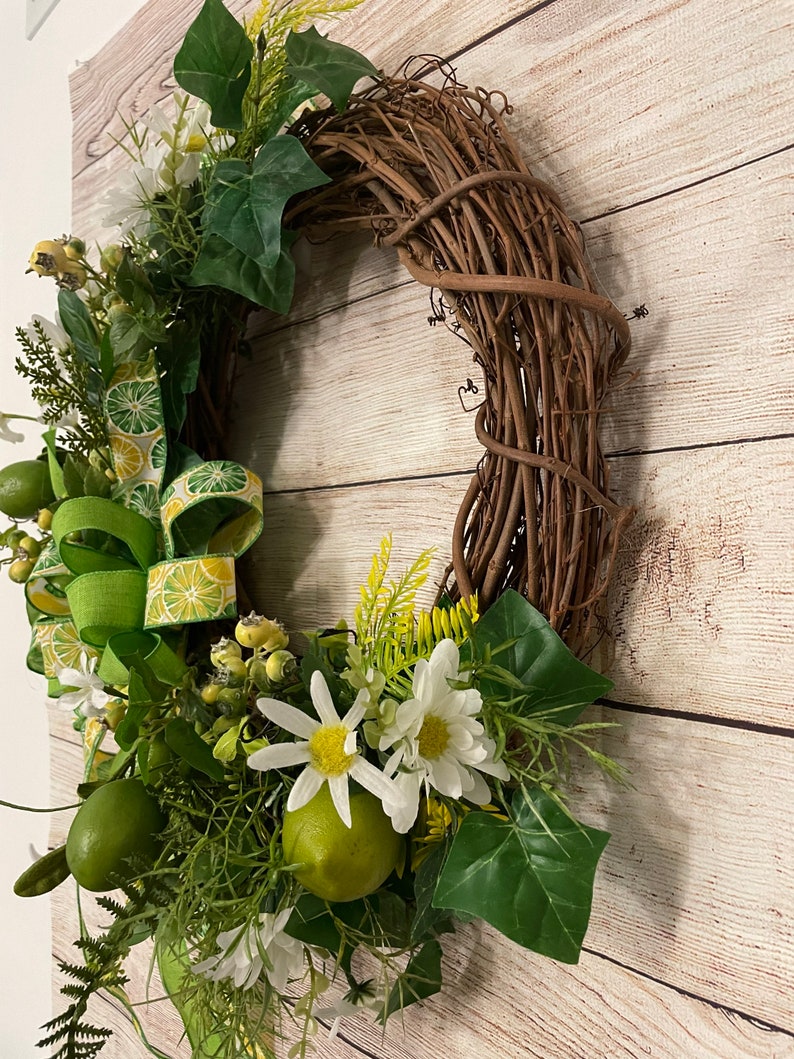 Lime Grapevine Wreath for Front Door, Citrus Wreath, Lemons and Limes ...