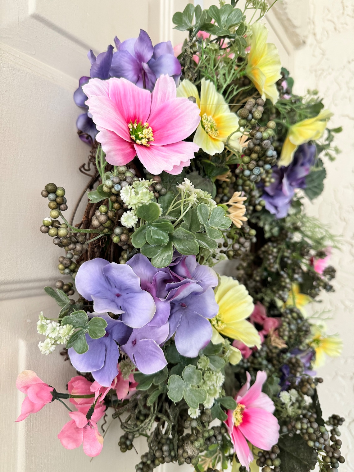 Spring Grapevine Wreath for Front Door, Spring Floral Wreath With ...
