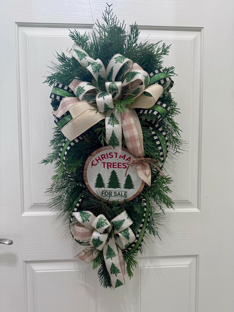 Christmas Swag for Front Door, Rustic Tree Swag, Green Swag for Cabin ...