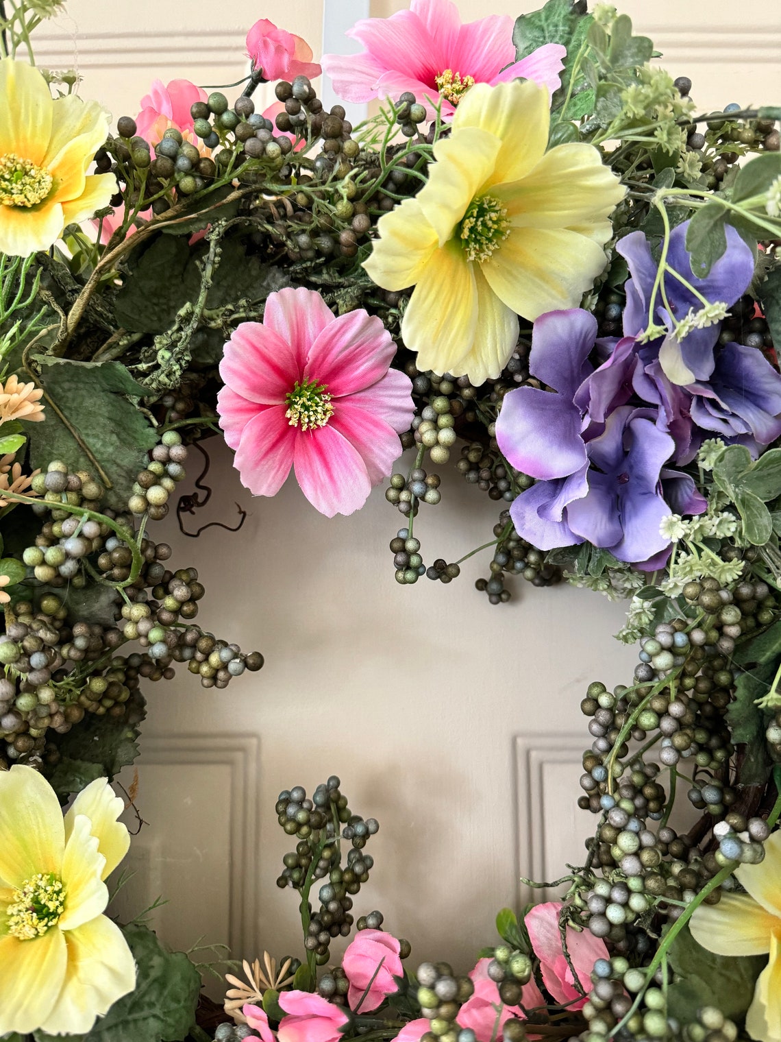 Spring Grapevine Wreath for Front Door, Spring Floral Wreath With ...