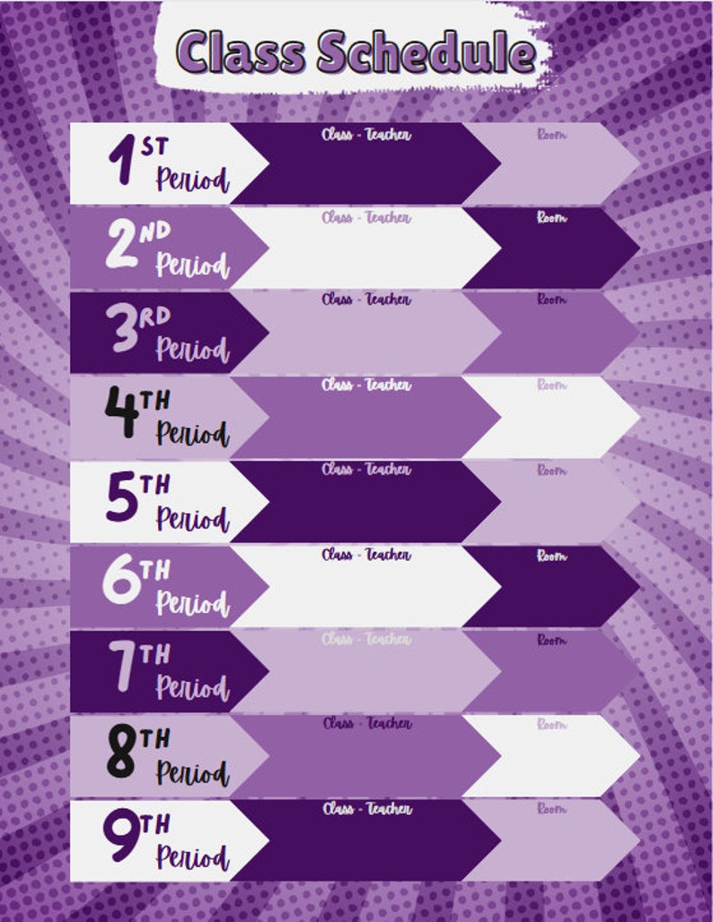 Class Schedule Canva Template Personal Use - Etsy