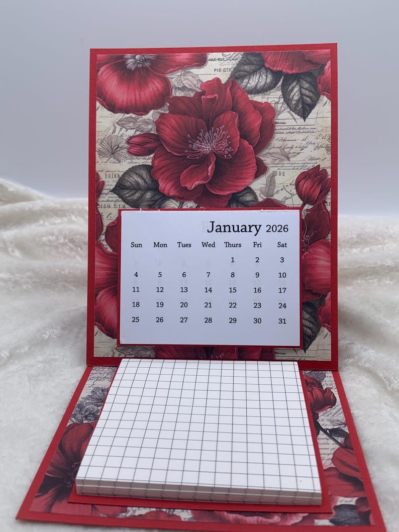 2026 Calendar, Desk Style, Floral Theme, Handmade - Etsy