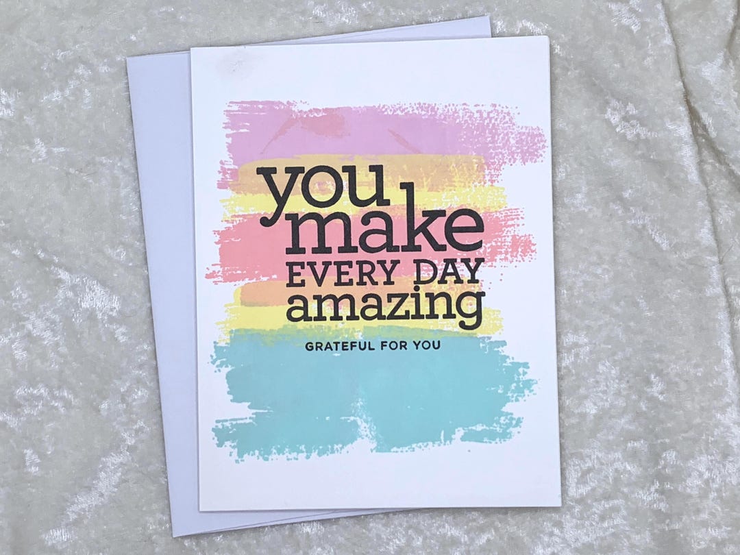 Grateful Encouragement Card, Paint Stroke Theme, Handmade - Etsy