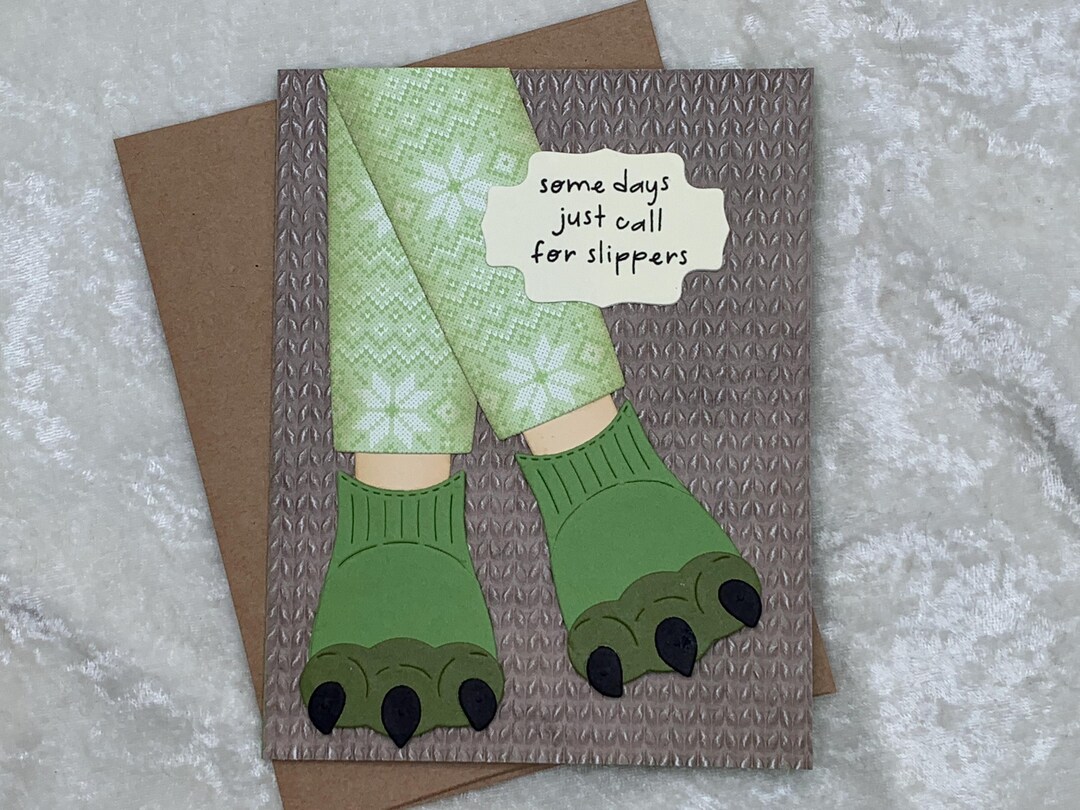 Monster Feet Slipper Cards, Comfort Theme, Handmade - Etsy