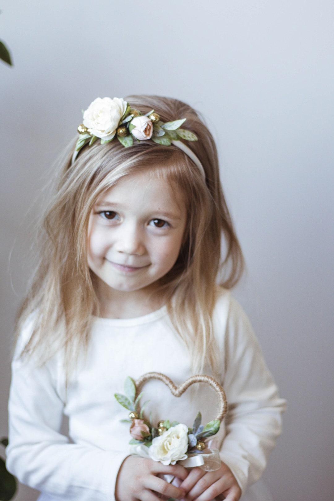 Flower Girl Crown Flower Girl Headband Blush Flower Headband Bridesmaid Crown Bridesmaid