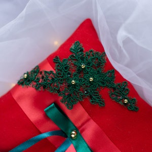 Winter Ring Bearer Ring Holder Pillow Green Red Wedding Ring - Etsy