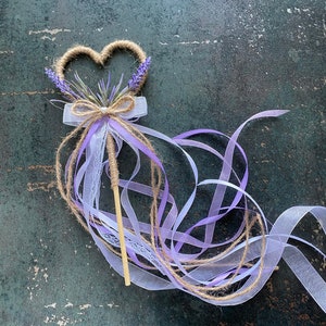 Lavender Heart Flower Girl Wand: Purple Ribbon Fairy Princess Wand - Etsy