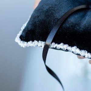 Black Ring Bearer Pillow Black Velvet Ring Pillow Boho Winter Wedding ...