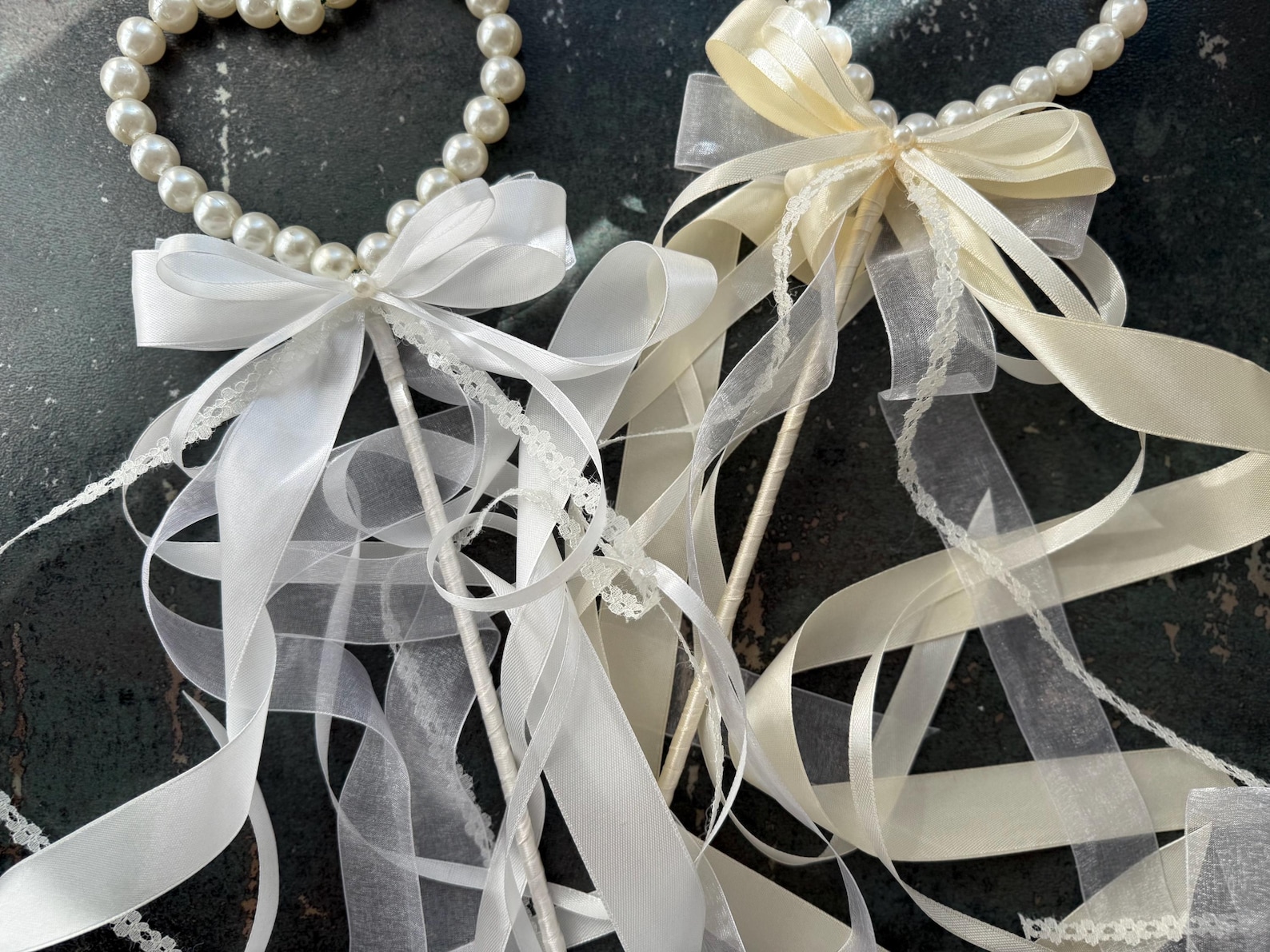 Flower Girl Wand: Pearl Flower Girl Bouquet Wand Heart Wands Flower ...