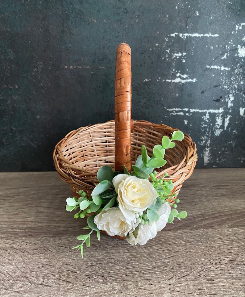 Greenery Flower Girl Basket Barn Wedding Eucalyptus Flower - Etsy