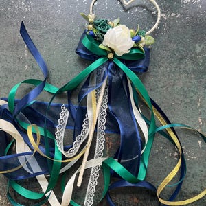 Flower Girl Wand Navy Emerald Gold Magic Wand Autumn Flower Wand Fairy ...