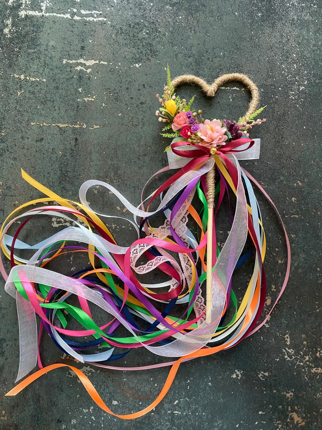 Rainbow Flower Girl Wand Magic Wand Butterfly Wand Flower Wand Fairy ...