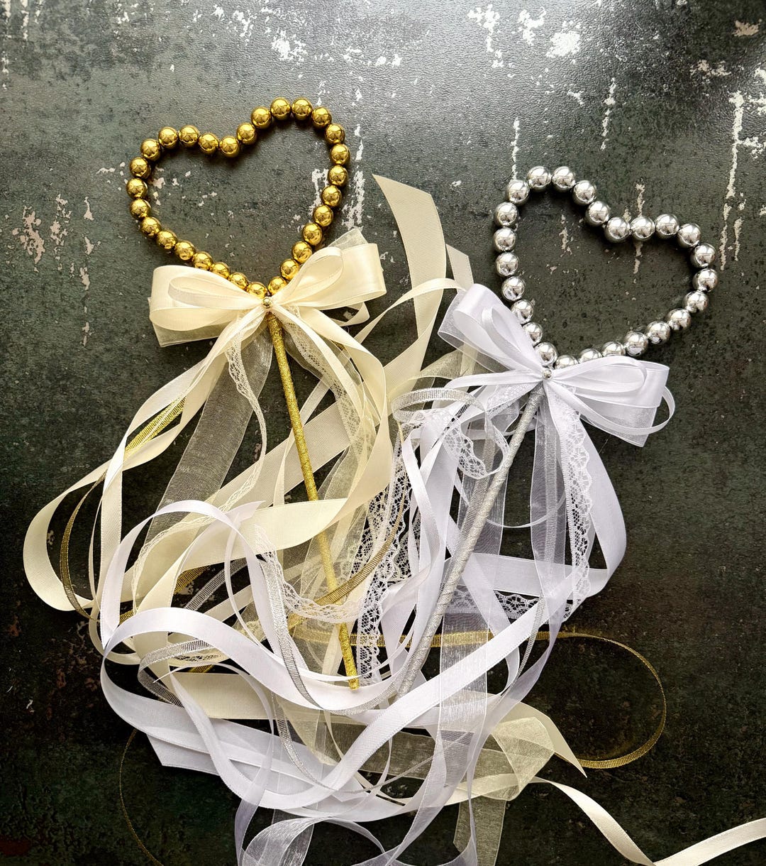 Flower Girl Wand: Pearl Flower Girl Bouquet Wand Heart Wands Flower ...