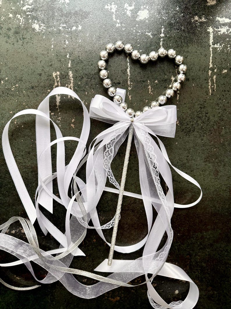 Flower Girl Wand: Pearl Flower Girl Bouquet Wand Heart Wands Flower ...