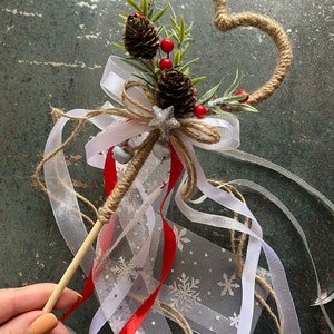 Winter Wedding Flower Girl Wand Pine Cone Wand Flower Wand Fairy Wand ...