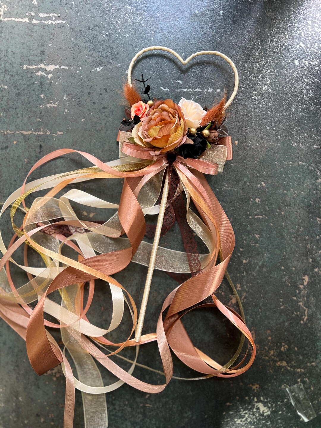 Autumn Flower Girl Wand Terracotta Black Flower Wand Fairy Wand ...