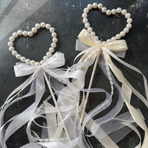 Flower Girl Wand: Pearl Flower Girl Bouquet Wand Heart Wands Flower ...