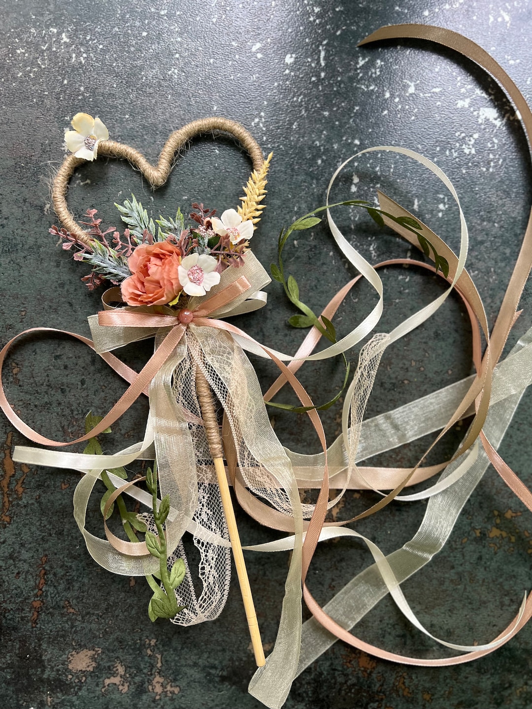 Flower Girl Wand Magic Wand Rustic Wand Flower Wand Fairy Wand Princess ...