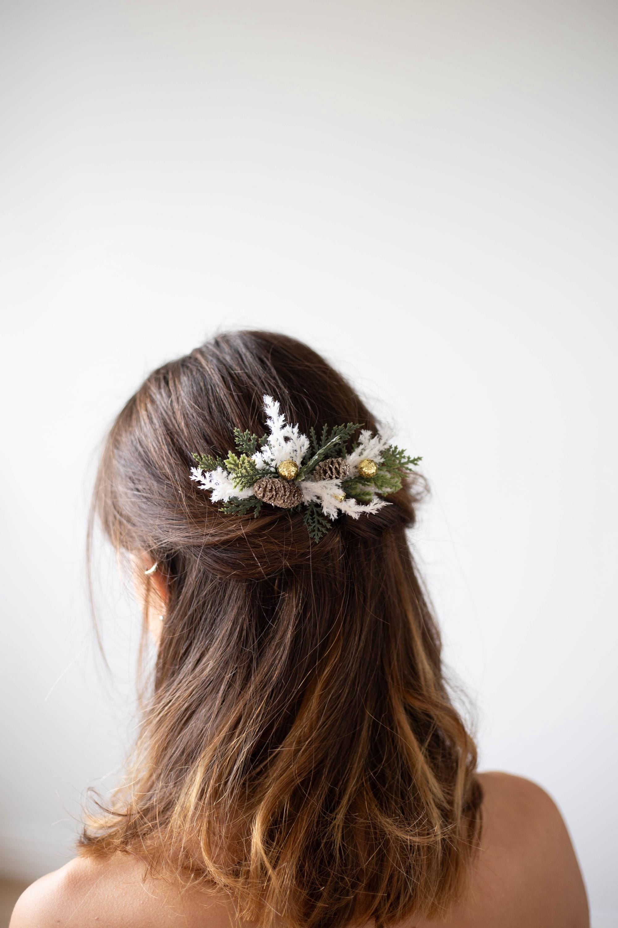 Winter Pine Cone Hair Comb: Rustic Bridal Hairpiece, Christmas Wedding ...