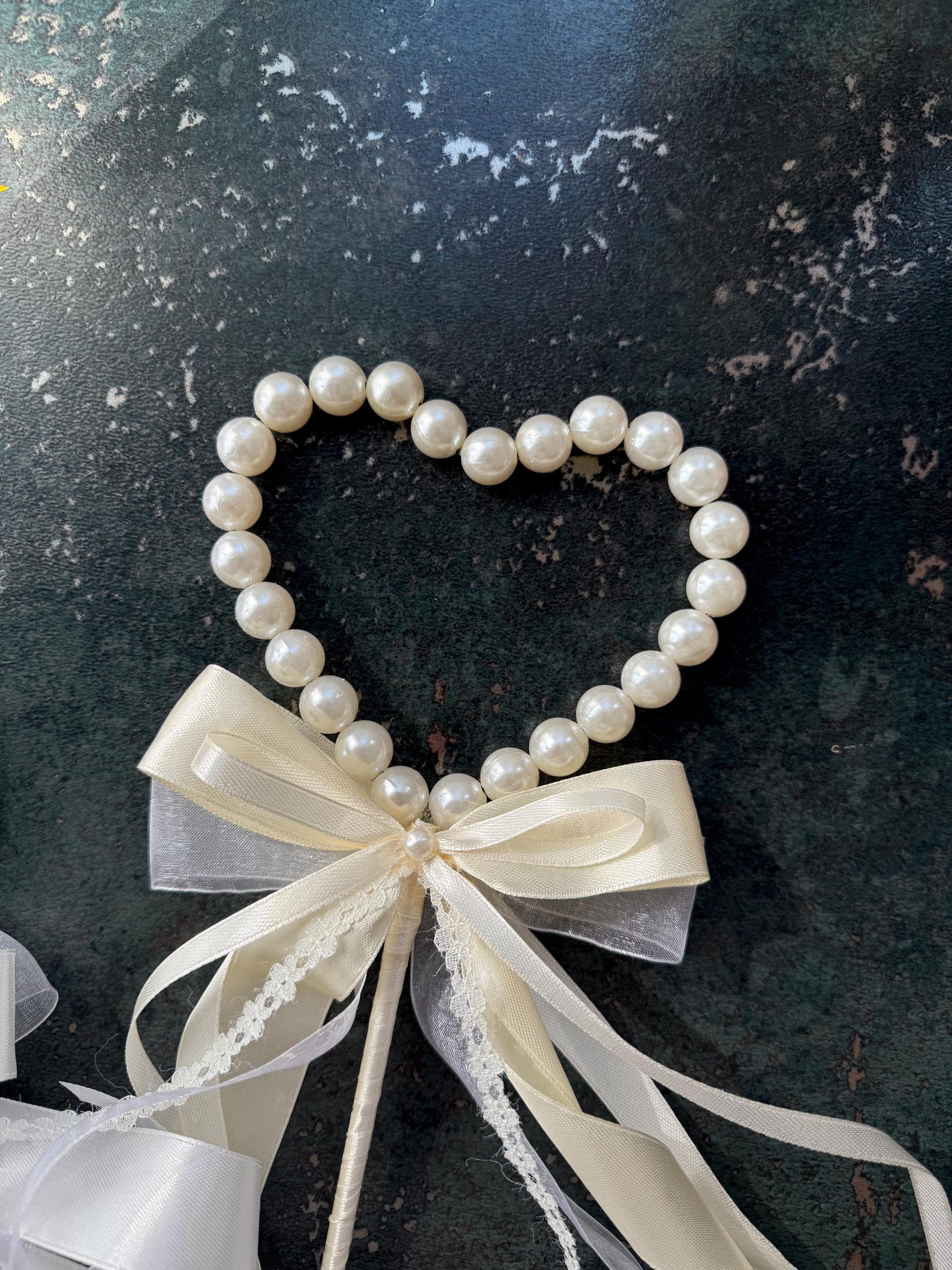 Flower Girl Wand: Pearl Flower Girl Bouquet Wand Heart Wands Flower ...