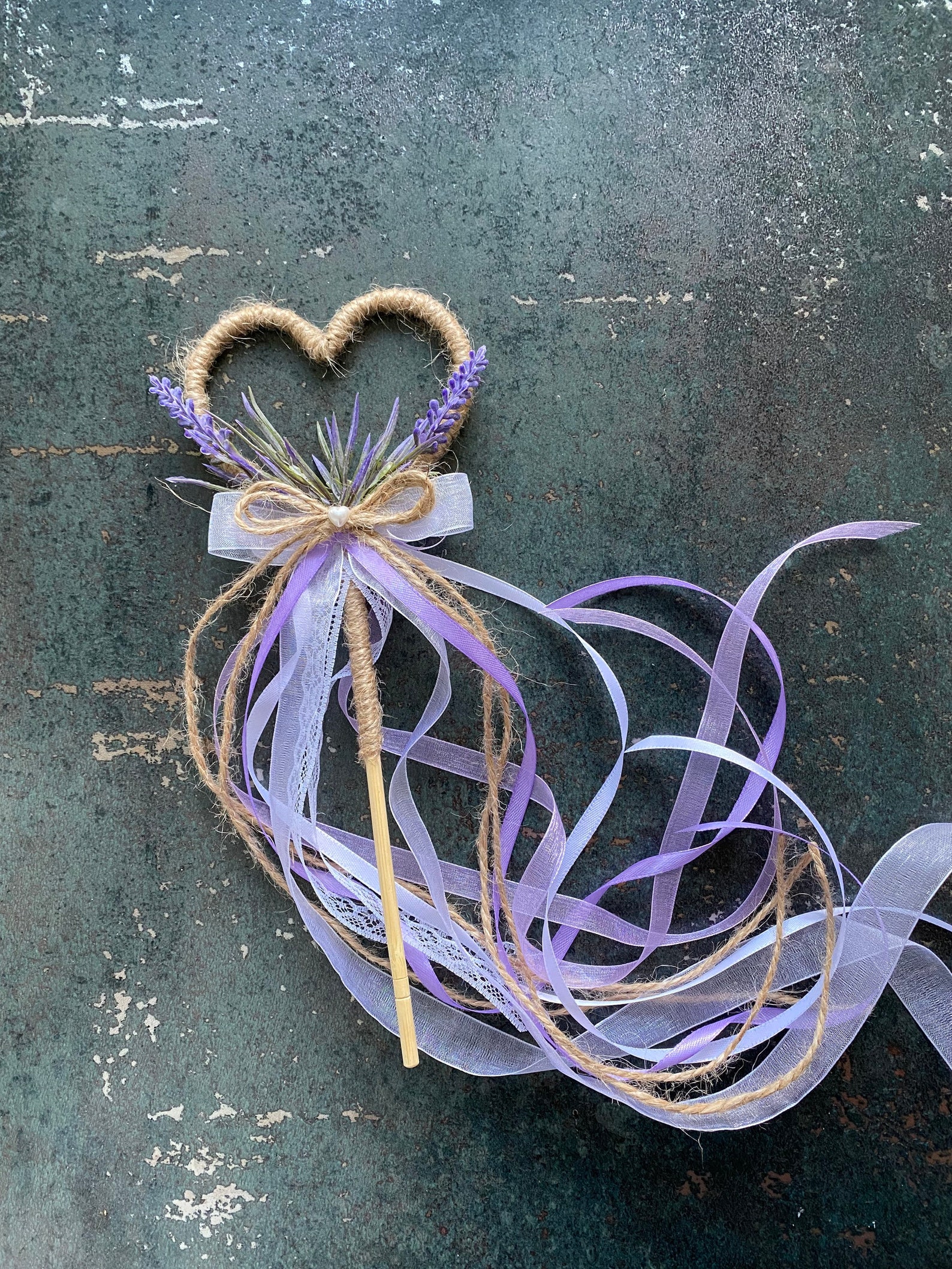 Lavender Heart Flower Girl Wand: Purple Ribbon Fairy Princess Wand - Etsy