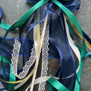 Flower Girl Wand Navy Emerald Gold Magic Wand Autumn Flower Wand Fairy ...