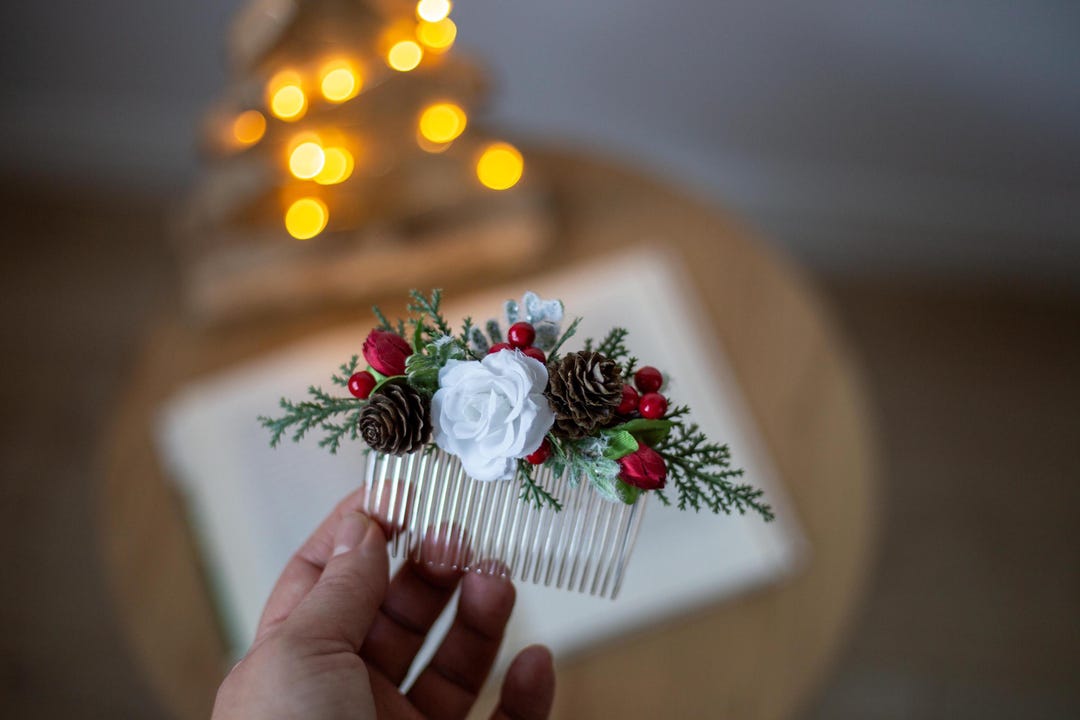 Winter Wedding Hair Comb: Pine Cone Bridal Hairpiece Christmas Hair ...