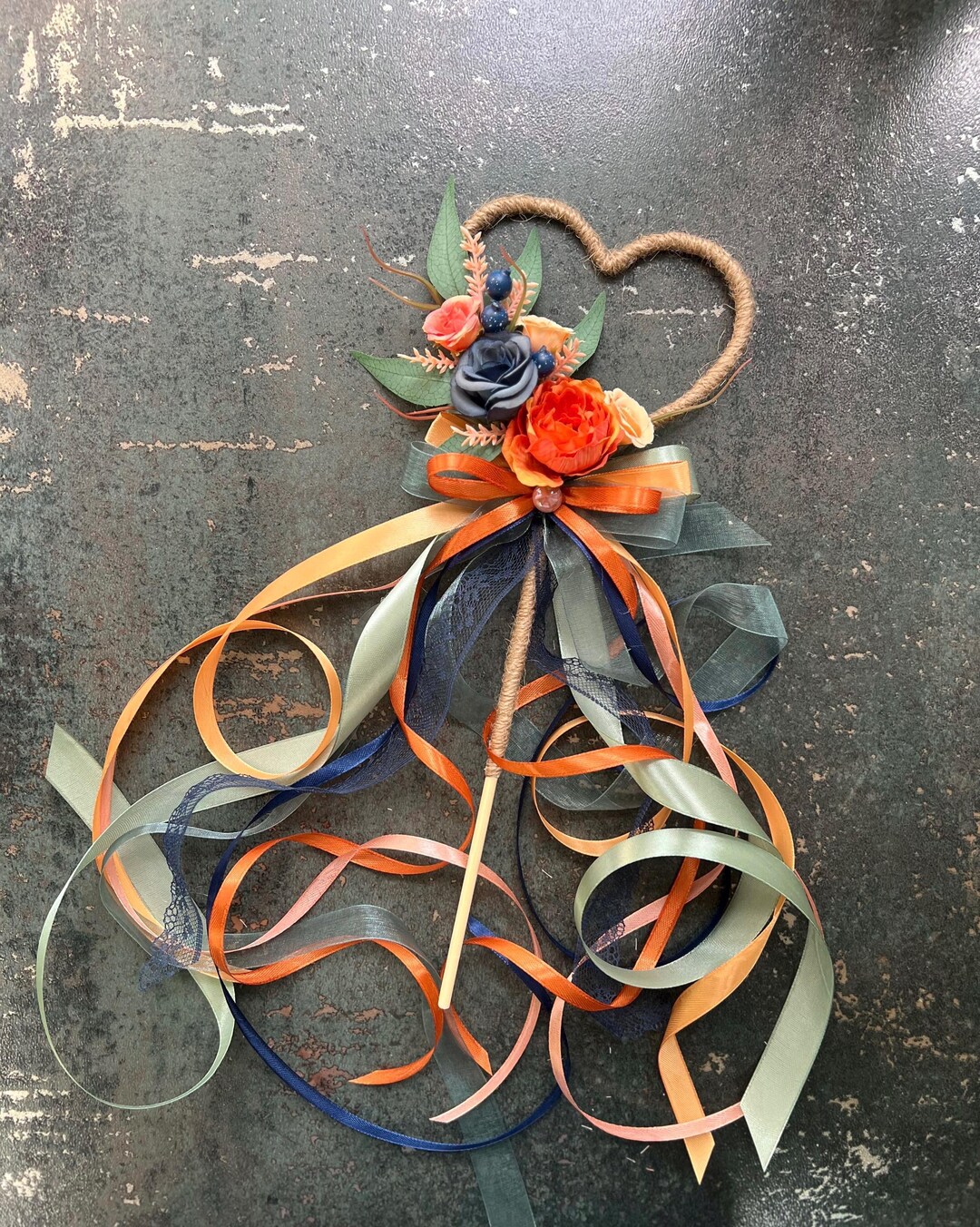 Autumn Flower Girl Wand: Terracotta Wedding Ribbon Wand - Etsy
