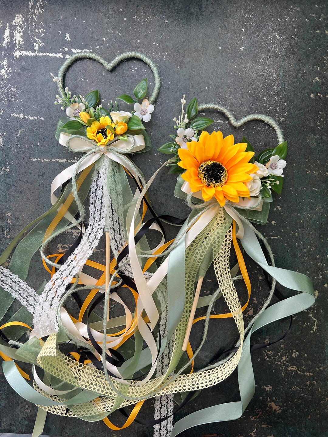 Sunflower Flower Girl Wand Sage Green Wand Magic Wand Butterfly Wand ...
