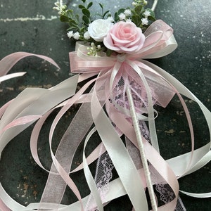 Light Pink Flower Girl Wand: Baby's Breath & Ribbon Fairy Wand - Etsy