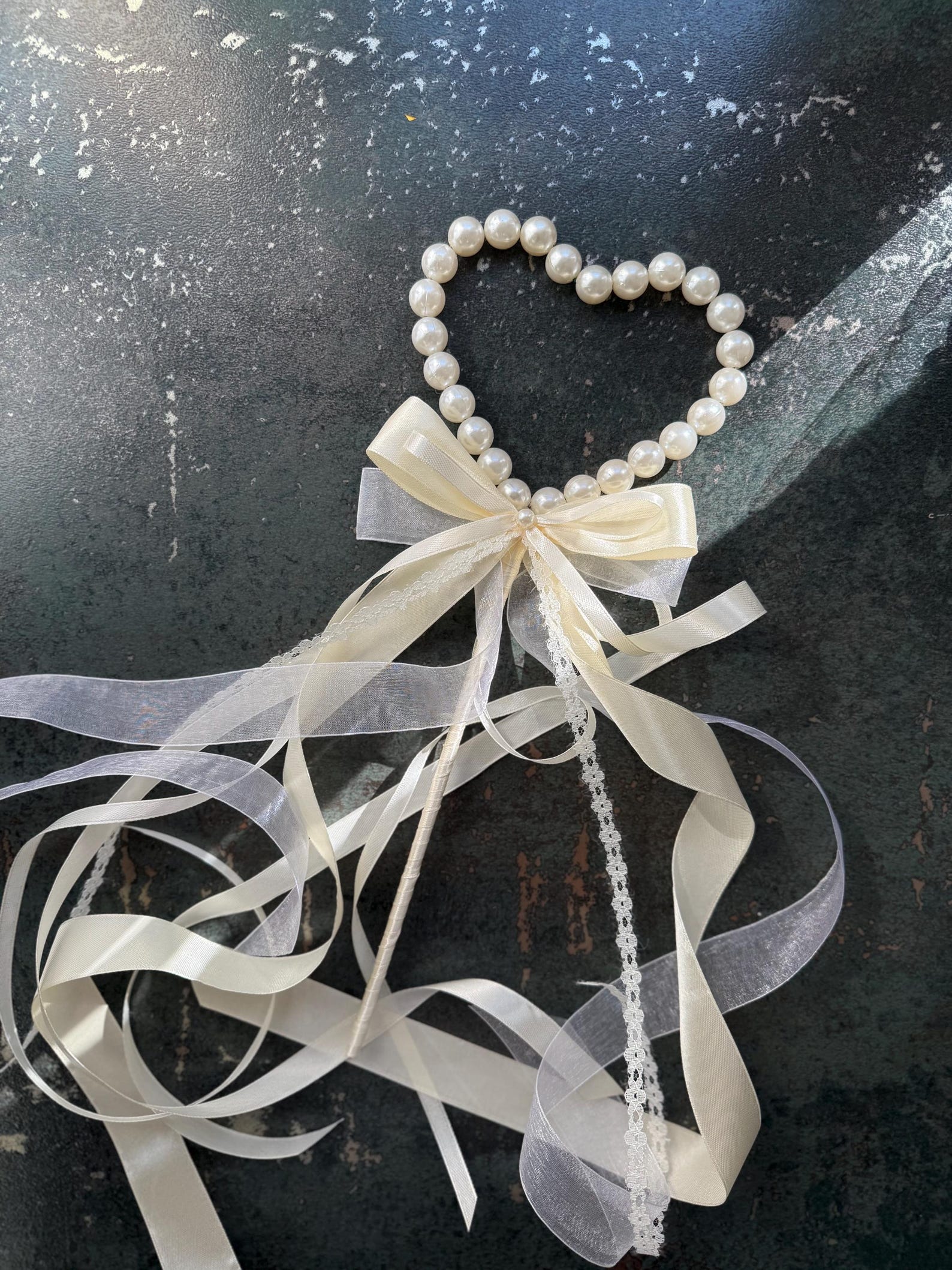 Flower Girl Wand: Pearl Flower Girl Bouquet Wand Heart Wands Flower ...