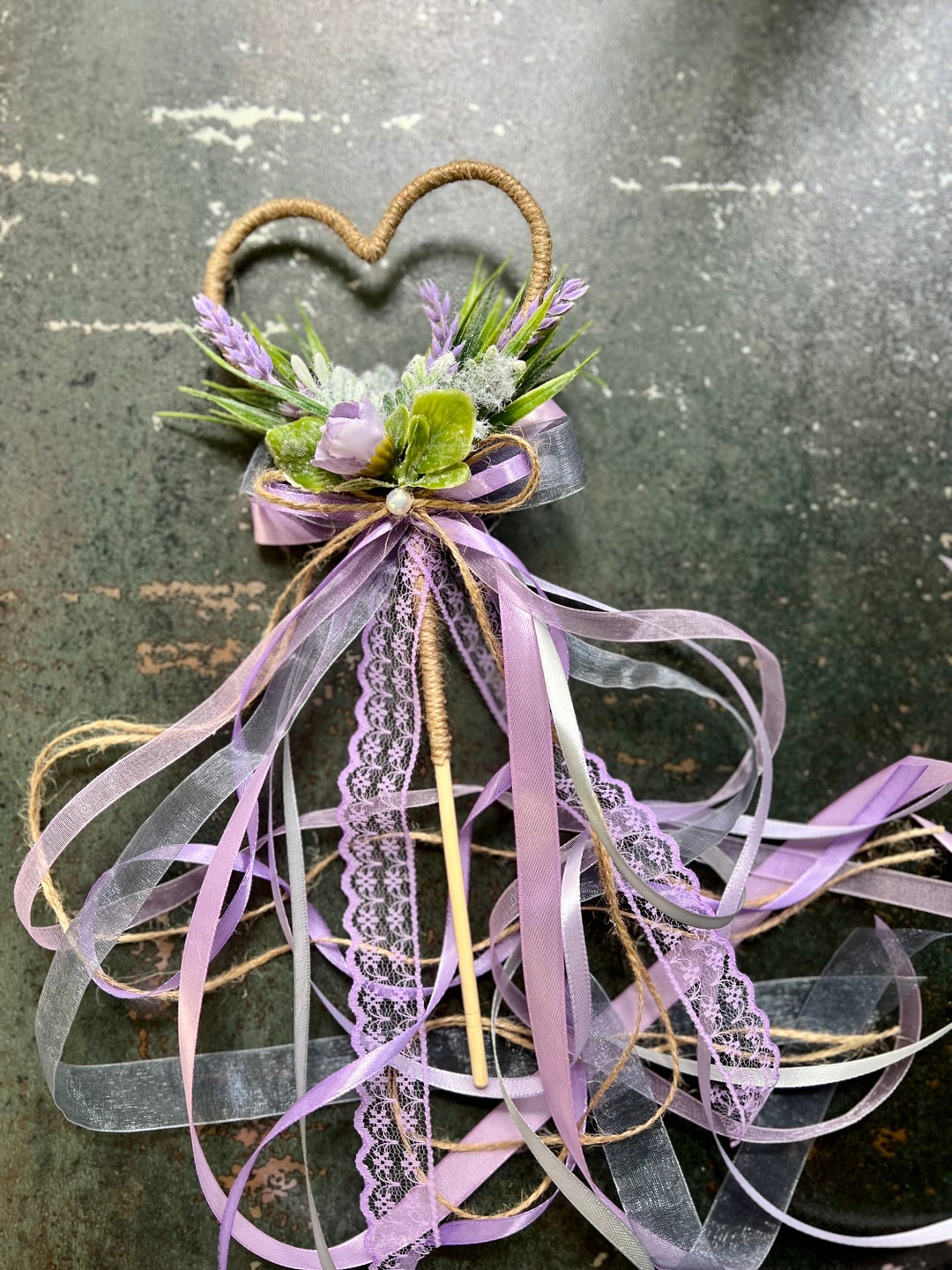 Lavender Flower Girl Wand Magic Wand Butterfly Wand Flower Wand Fairy ...