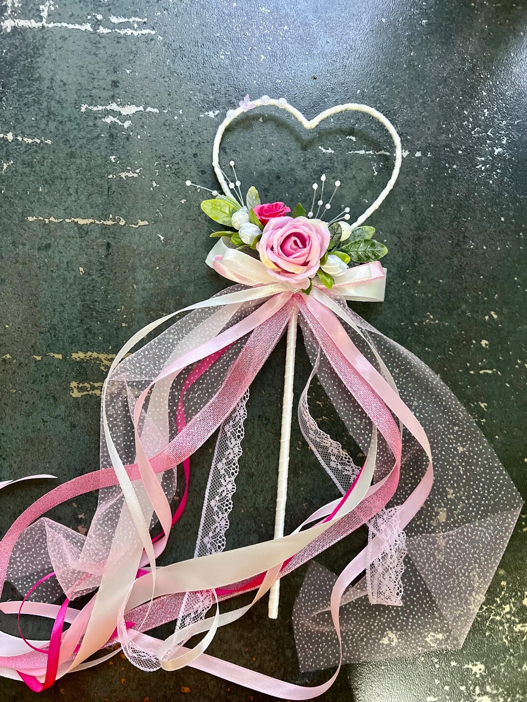 Light Pink Flower Girl Wand Magic Wand White Flower Wand Fairy Wand ...