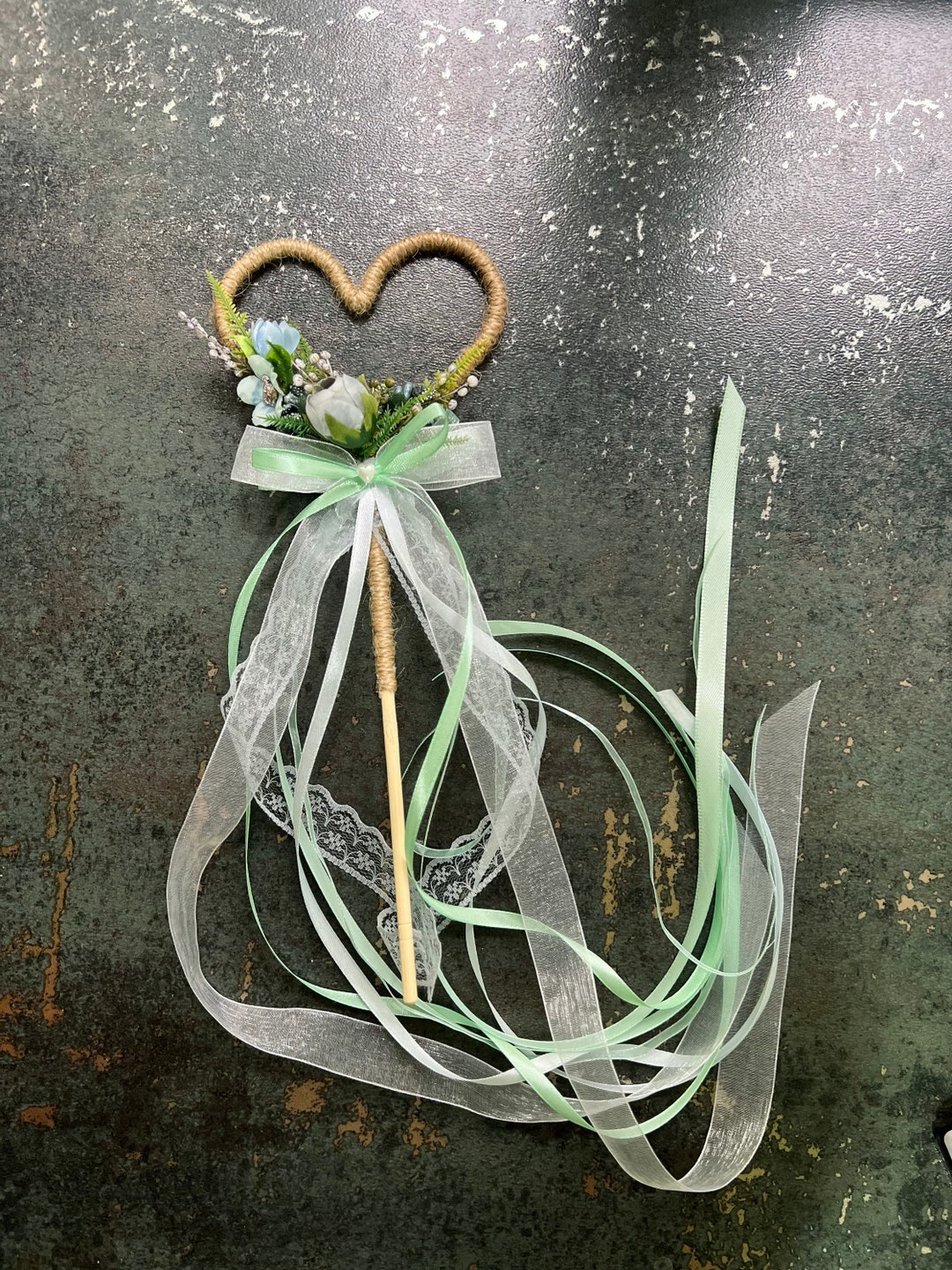 Dusty Blue Flower Girl Wand Magic Wand Butterfly Wand Flower Wand Fairy ...