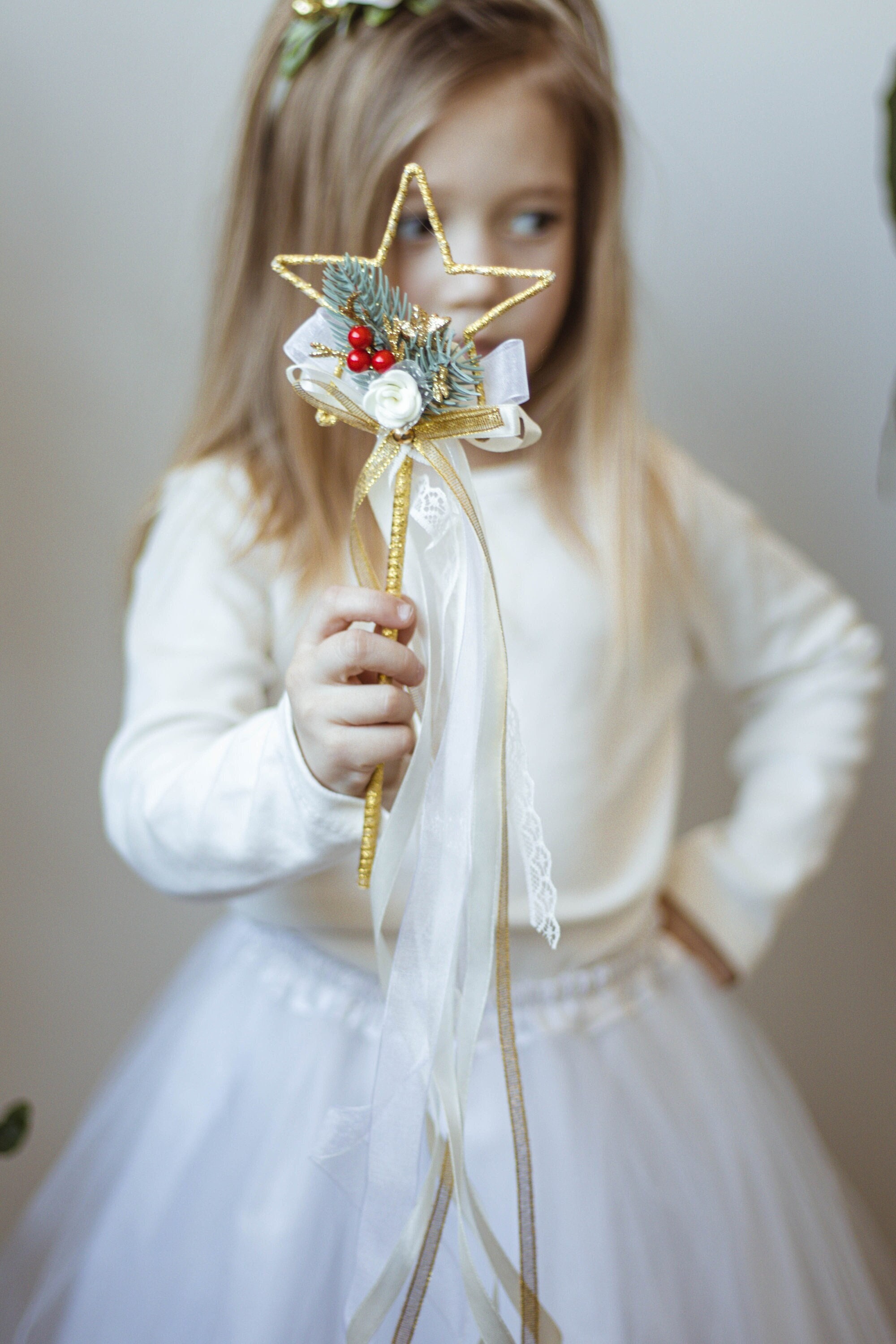 Christmas Wand Star Winter Wedding Flower Girl Wand Wand Flower Wand ...