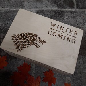 Large Wooden Keepsake Box Game of Thrones, Engraved Starks, Wolf ...