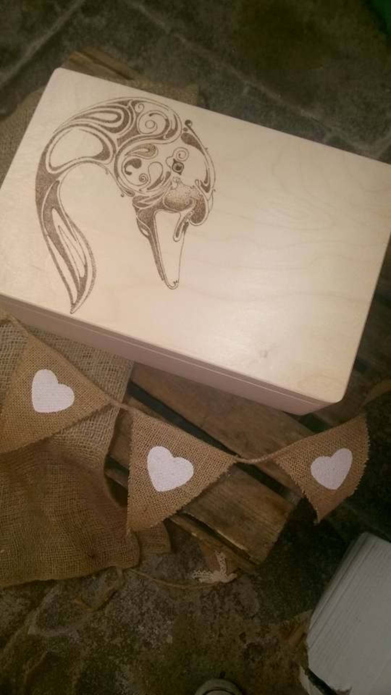 Memory Keepsake/ Memory Large Wooden Box Engraved, Pyrography Swan ...